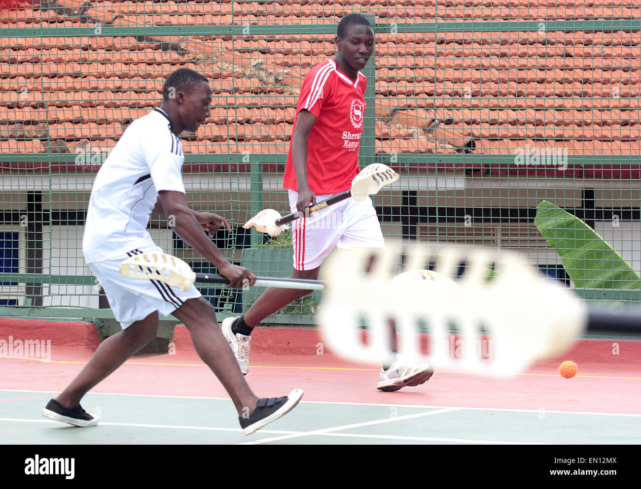 Kampala, Uganda. 25th April, 2015. Ugandan sports men take time to play ...
