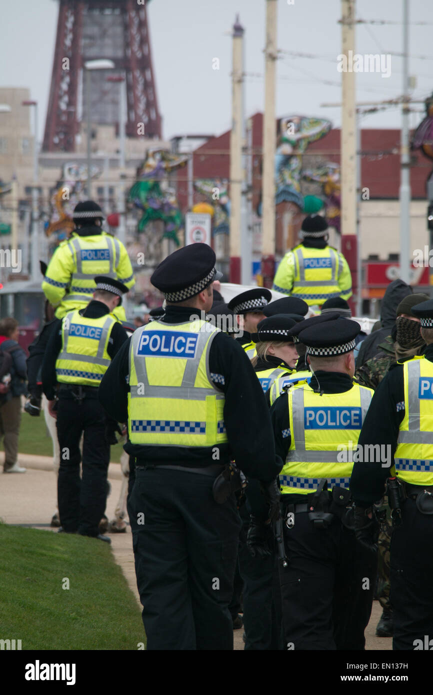 Blackpool UK, 25th April 2015. news, Protestors from the anti-facist ...
