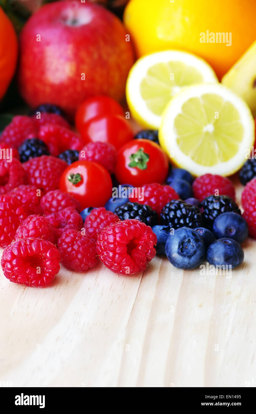 Wild fruits on table Stock Photo - Alamy