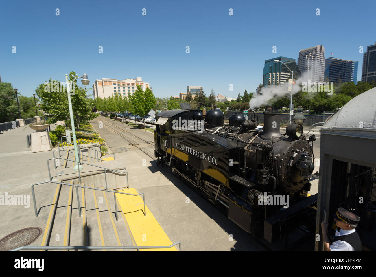 Train in Old Town Sacramento Area Stock Photo - Alamy