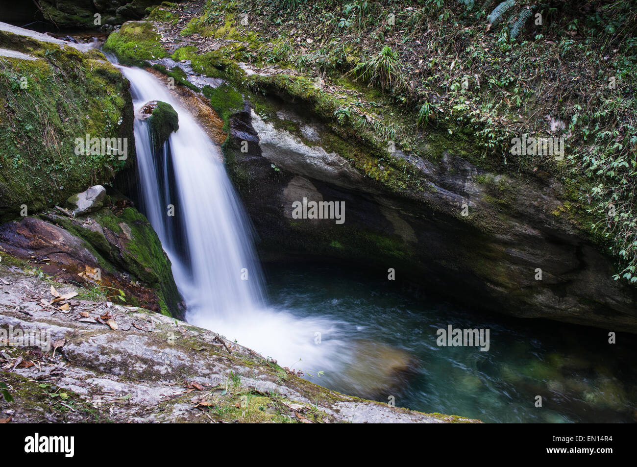 Waterfall in Himalayan valley, Nepal Stock Photo - Alamy