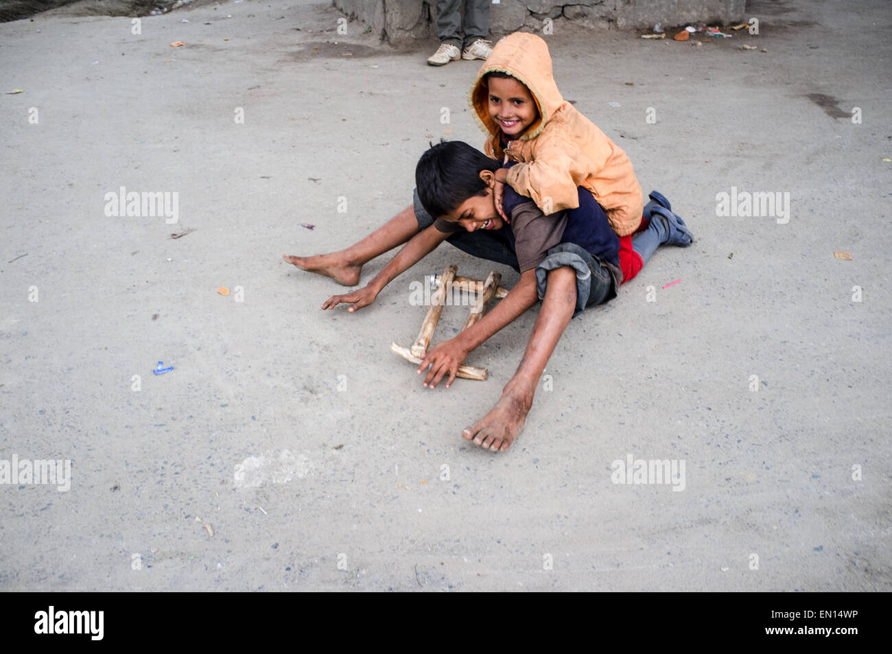 Poor Rural Children Playing Road Stock Photos & Poor Rural Children ...