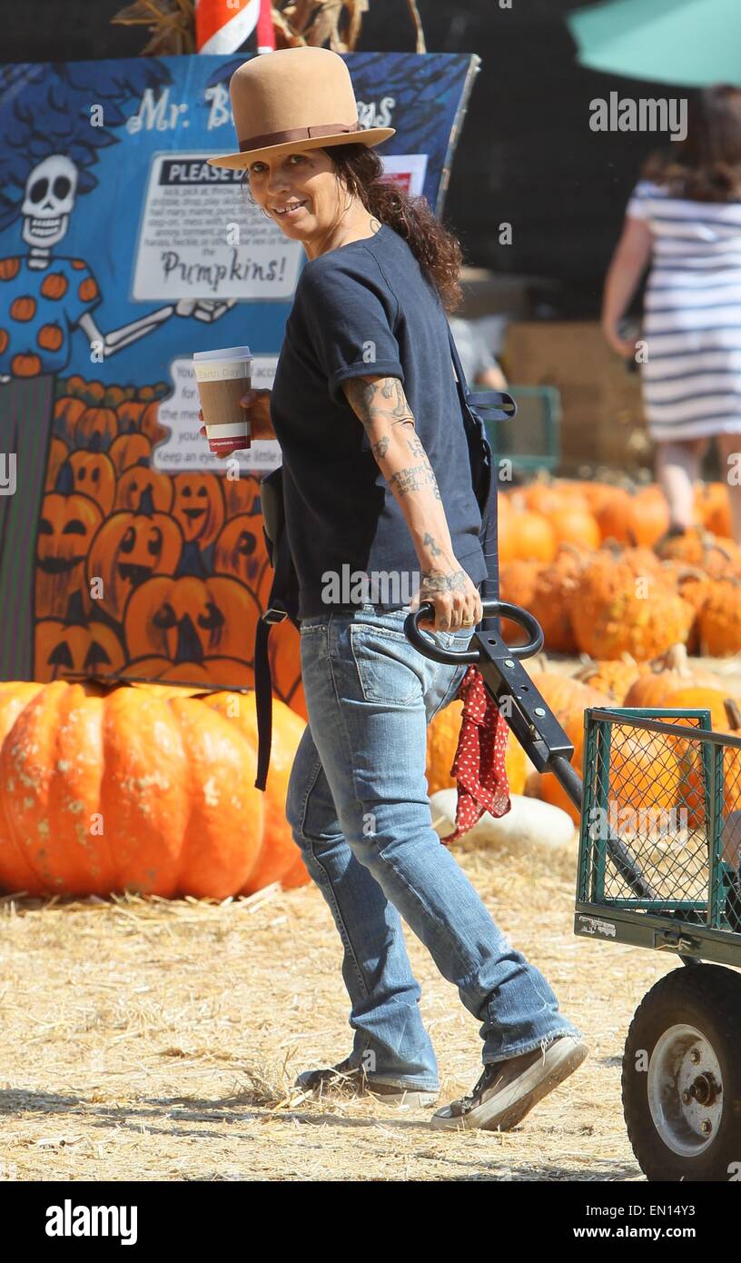 A pregnant Sara Gilbert and partner Linda Perry spend time as a family ...