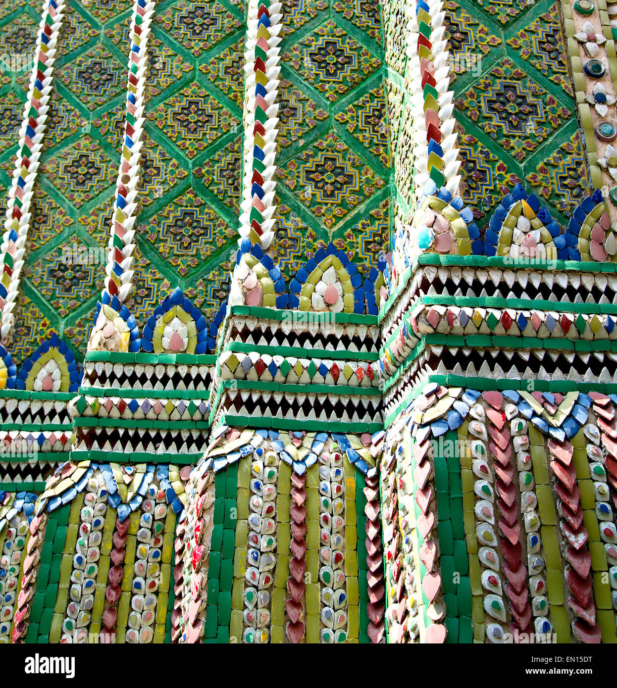 thailand abstract cross colored column ceramic in the big wall temple ...