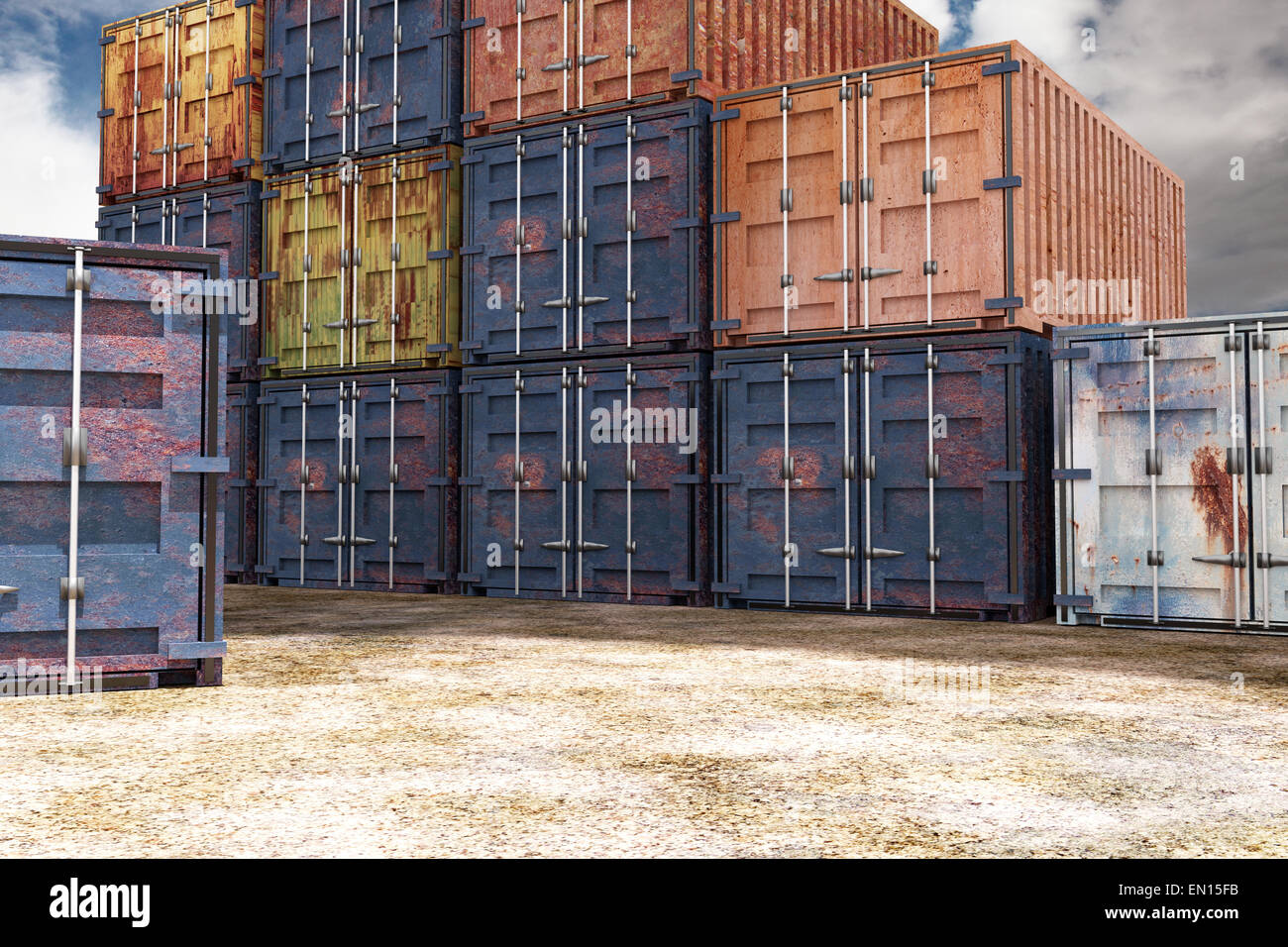 3d rendering of some variety of containers Stock Photo - Alamy