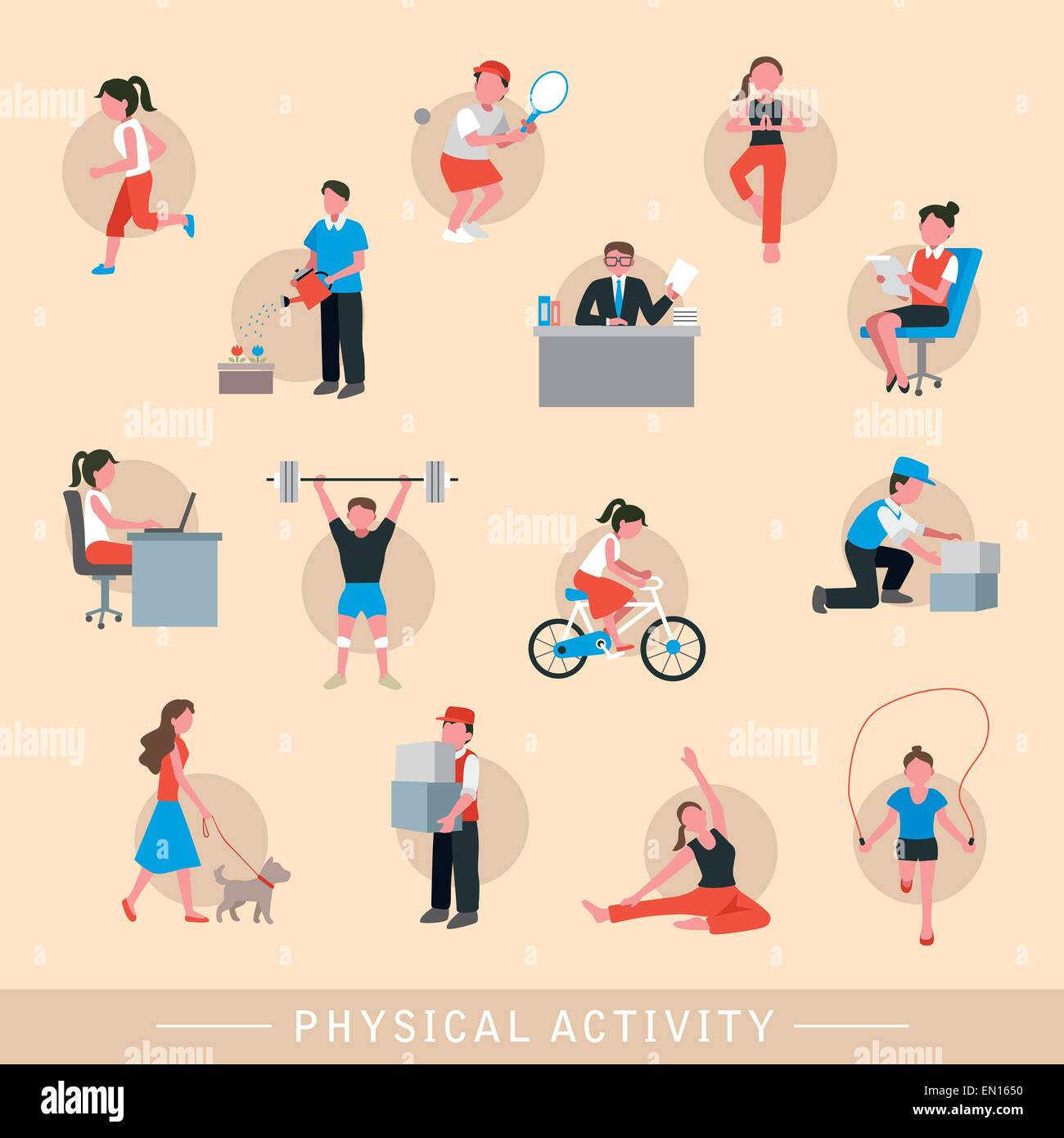 physical activity icons set isolated over beige background Stock Vector ...