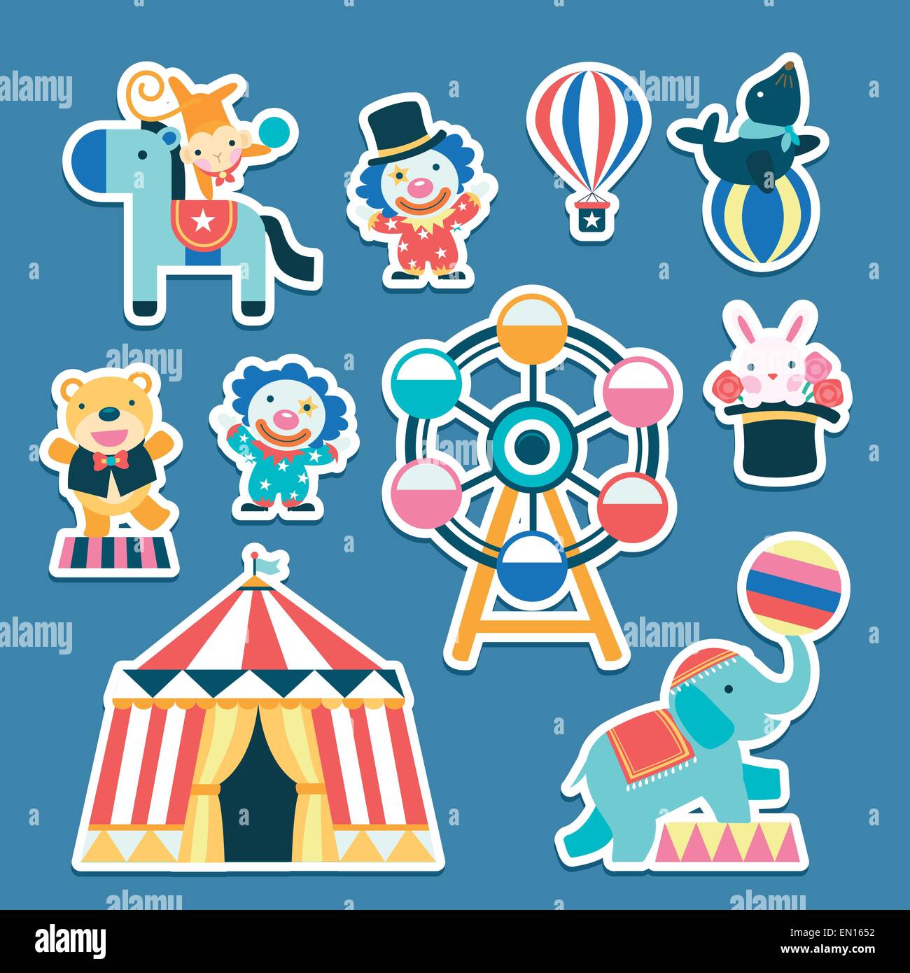 lovely circus collection set in flat design Stock Vector Image & Art ...