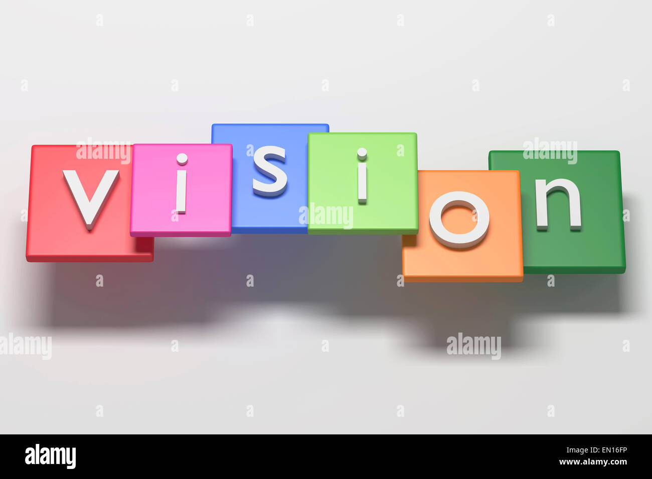 3d rendering of the word vision over a colored cubes Stock Photo - Alamy