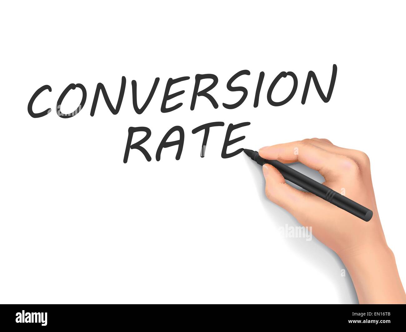 conversion rate words written by 3d hand over white background Stock ...