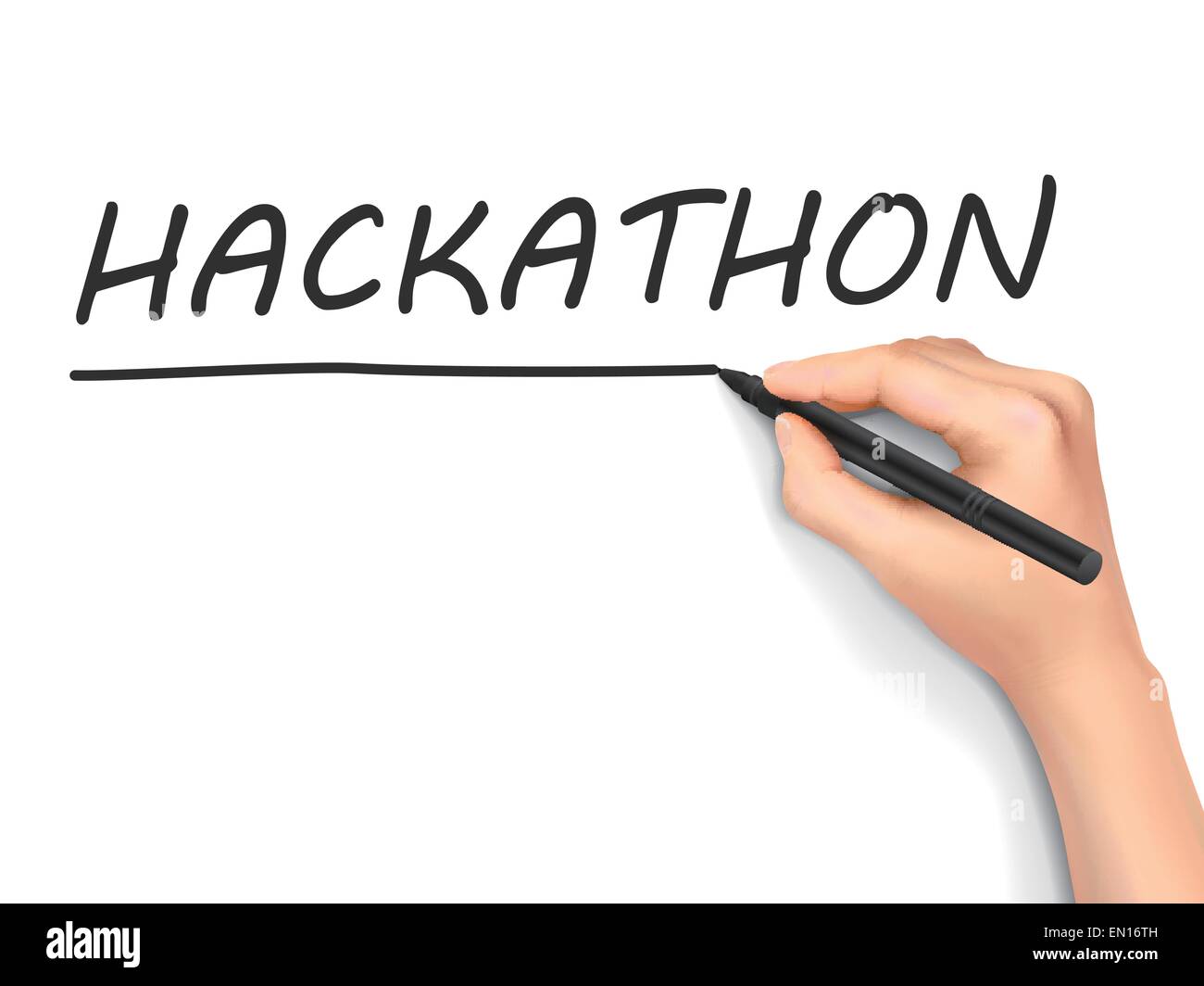 hackathon word written by 3d hand over white background Stock Vector ...