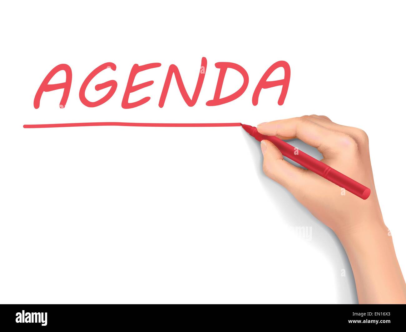 agenda word written by hand on a transparent board Stock Vector Image ...