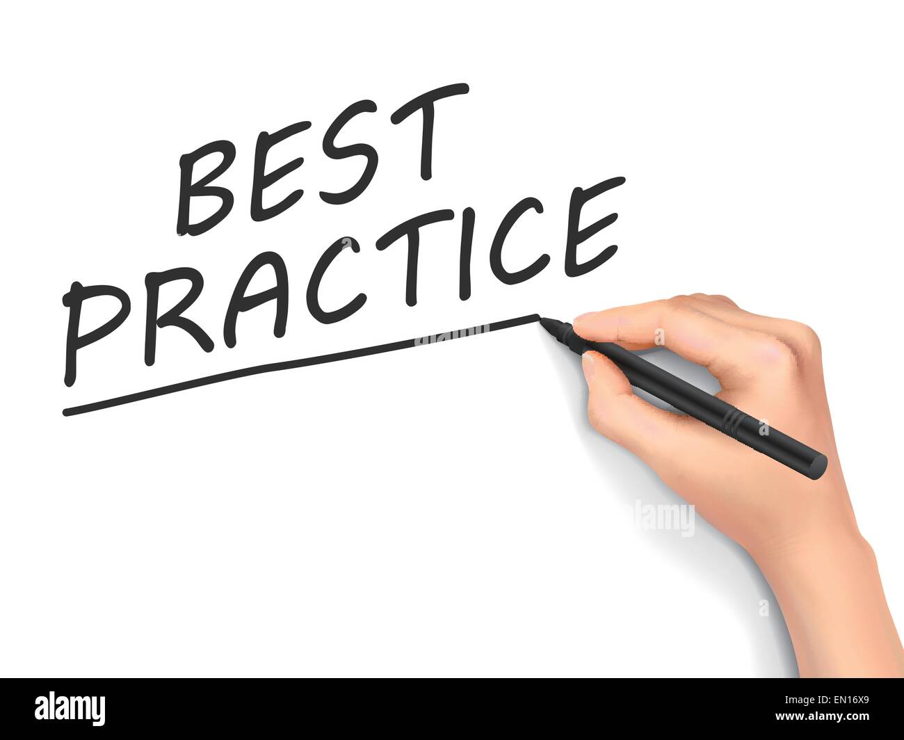best practice words written by hand on white background Stock Vector ...