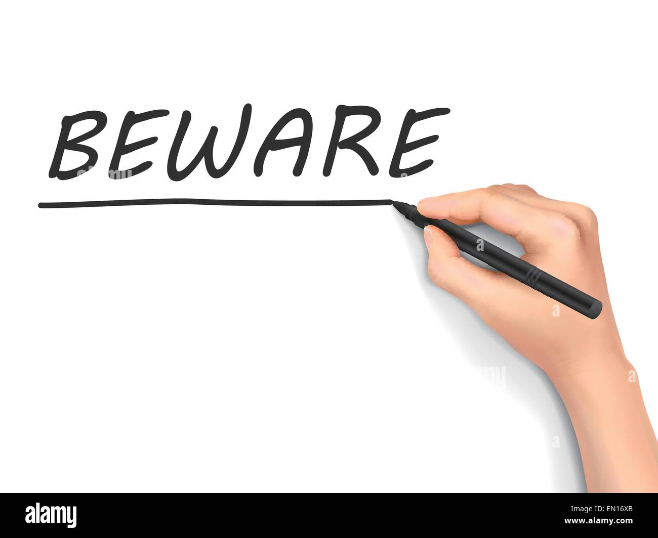 beware word written by hand on white background Stock Vector Image ...