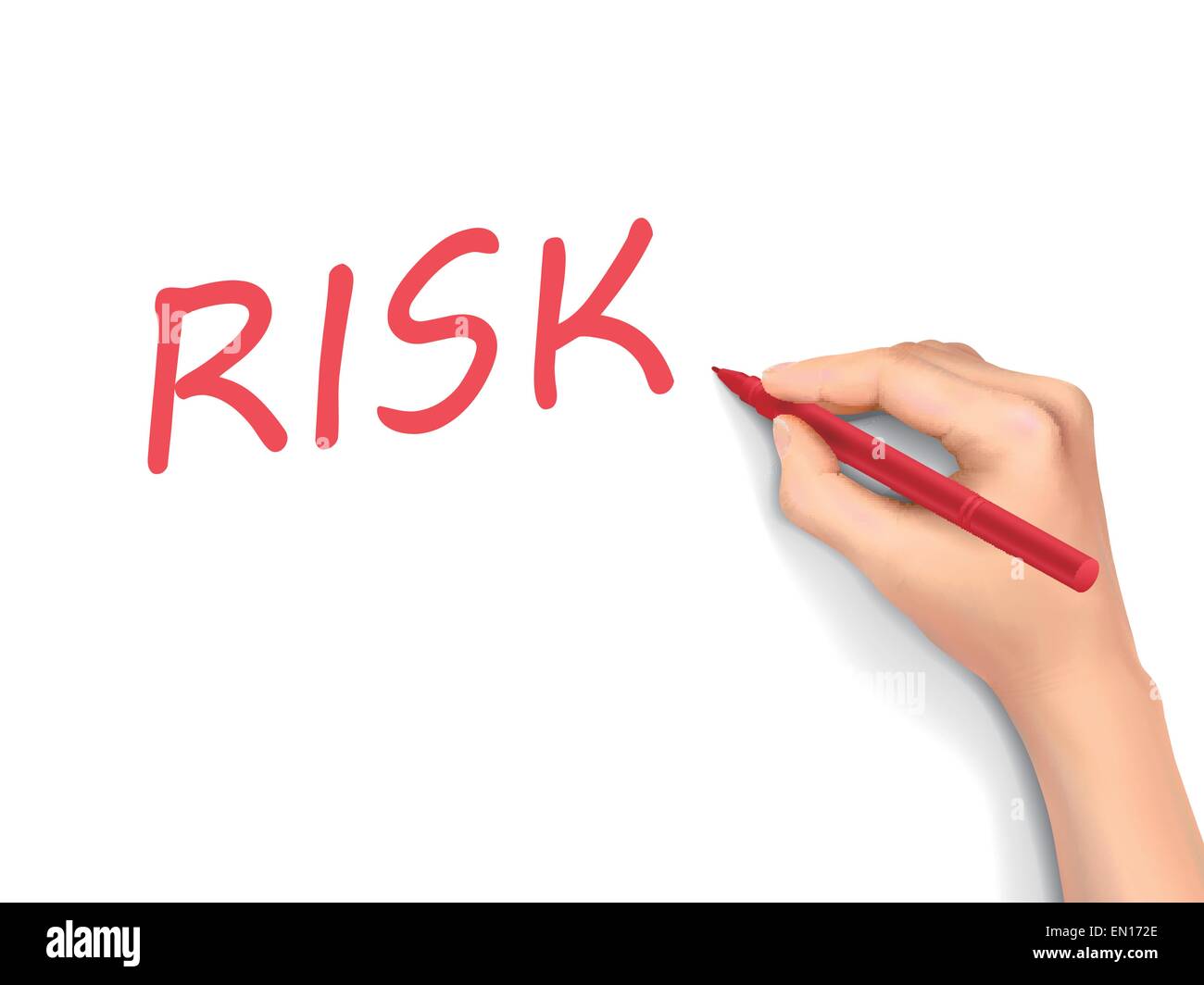risk word written by 3d hand over white background Stock Vector Image ...