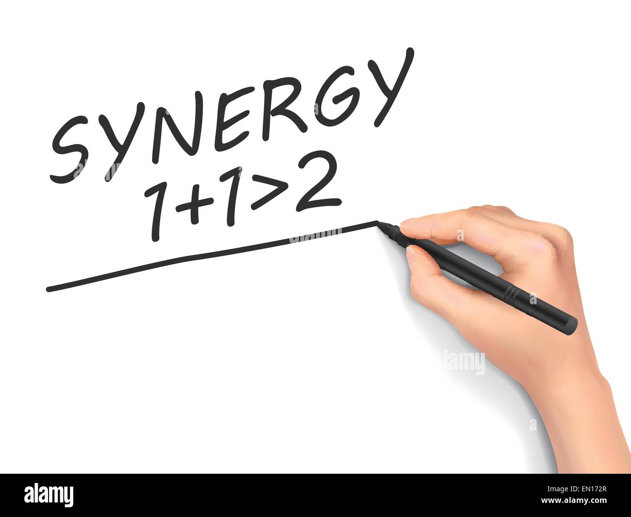 synergy word written by hand on white background Stock Vector Image ...