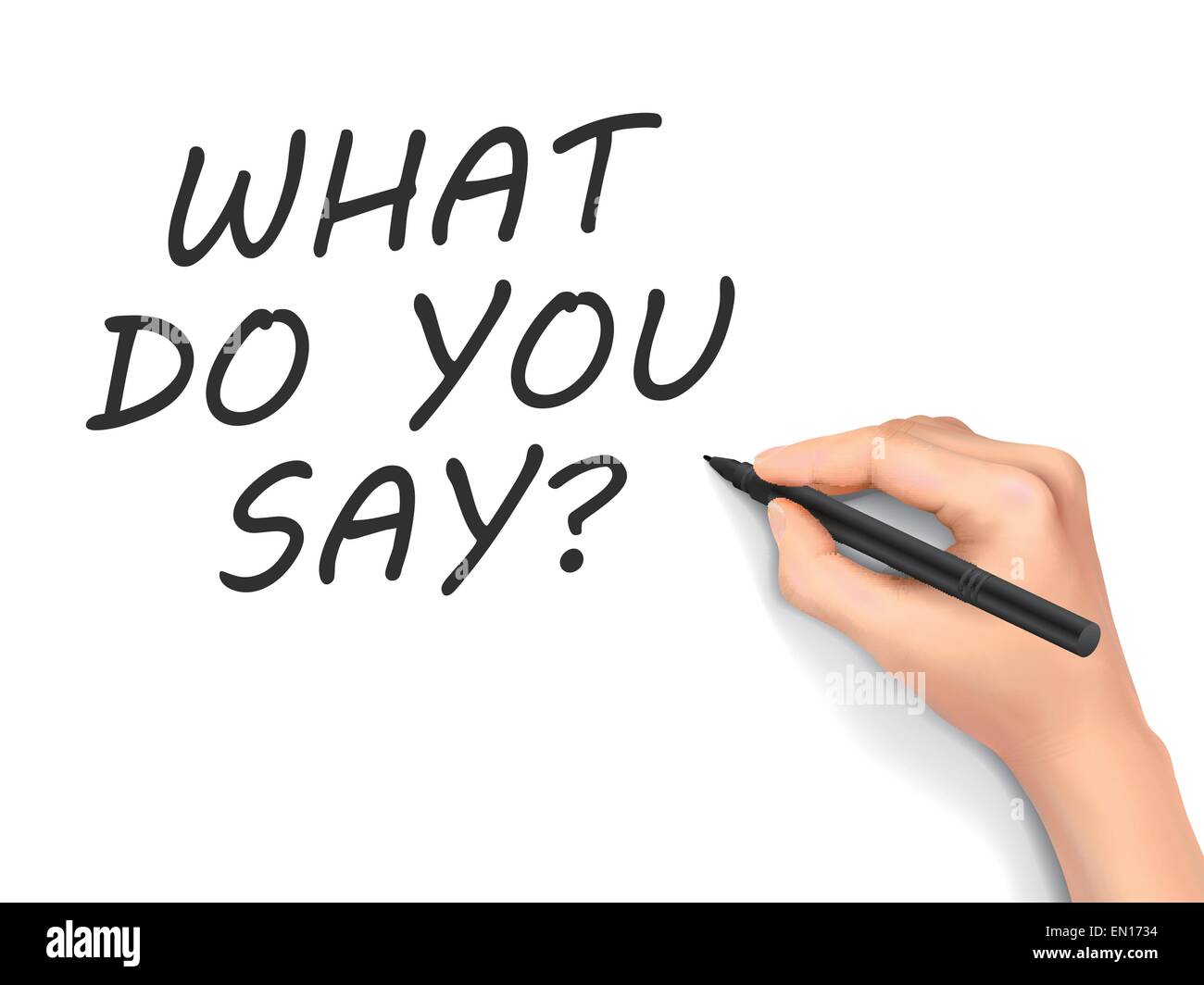 what do you say words written by hand on white background Stock Vector ...