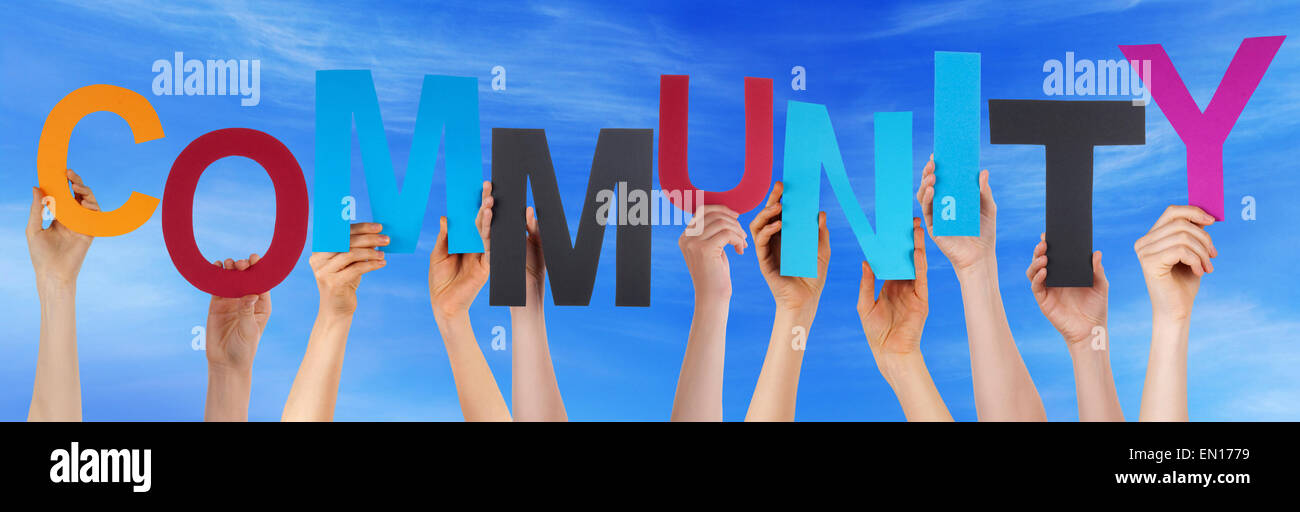 Many Caucasian People And Hands Holding Colorful Letters Or Characters ...