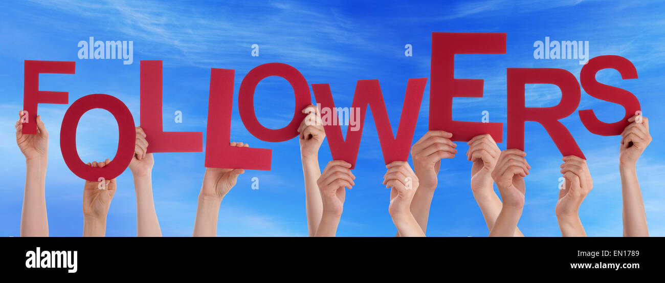 Many Caucasian People And Hands Holding Red Letters Or Characters ...