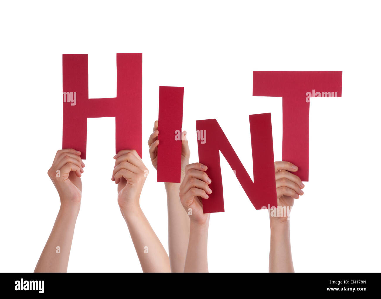 Many Caucasian People And Hands Holding Red Letters Or Characters ...