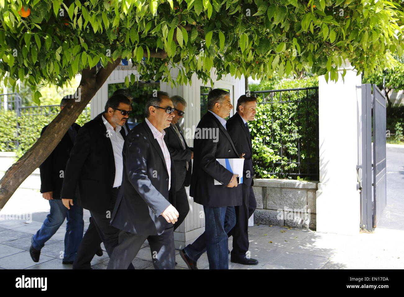 Athens, Greece. 25th Apr, 2015. The president of KEDE and Mayor of the ...