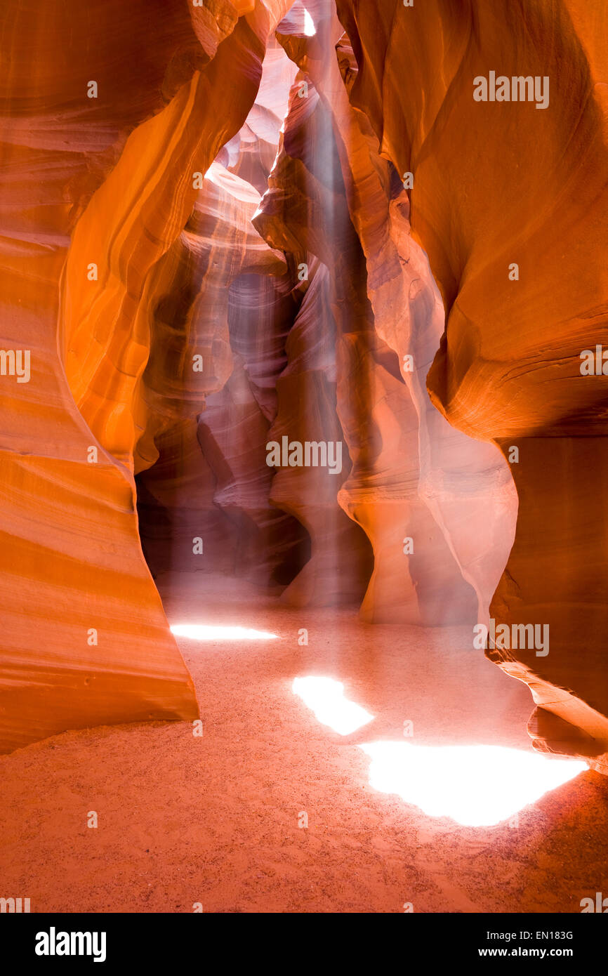 Three sun beams in Antelope Canyon, Arizona Stock Photo - Alamy