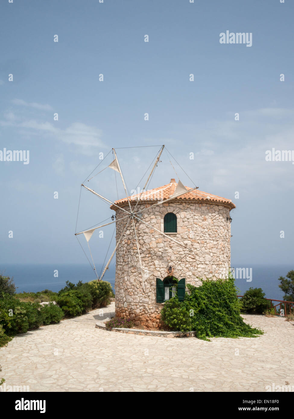 Traditional windmill in Zakynthos island Stock Photo - Alamy