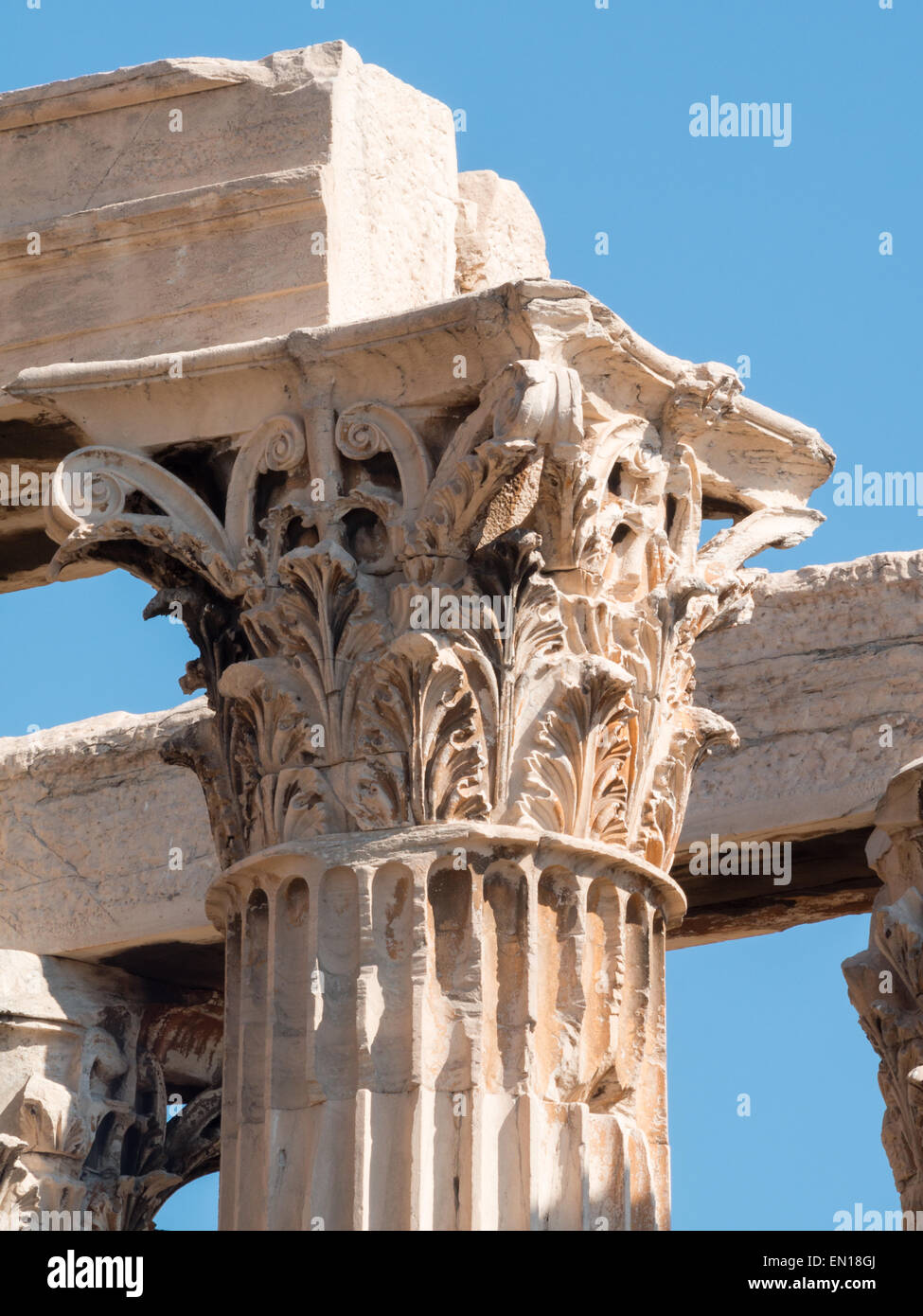 Detail of the Corinthian chapiter of the columns of the Olympian Zeus ...