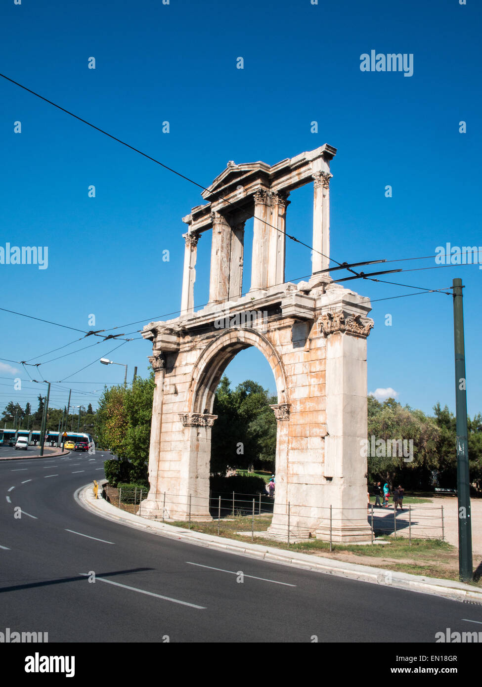 Hadrian's Arch with blue sky background Stock Photo - Alamy