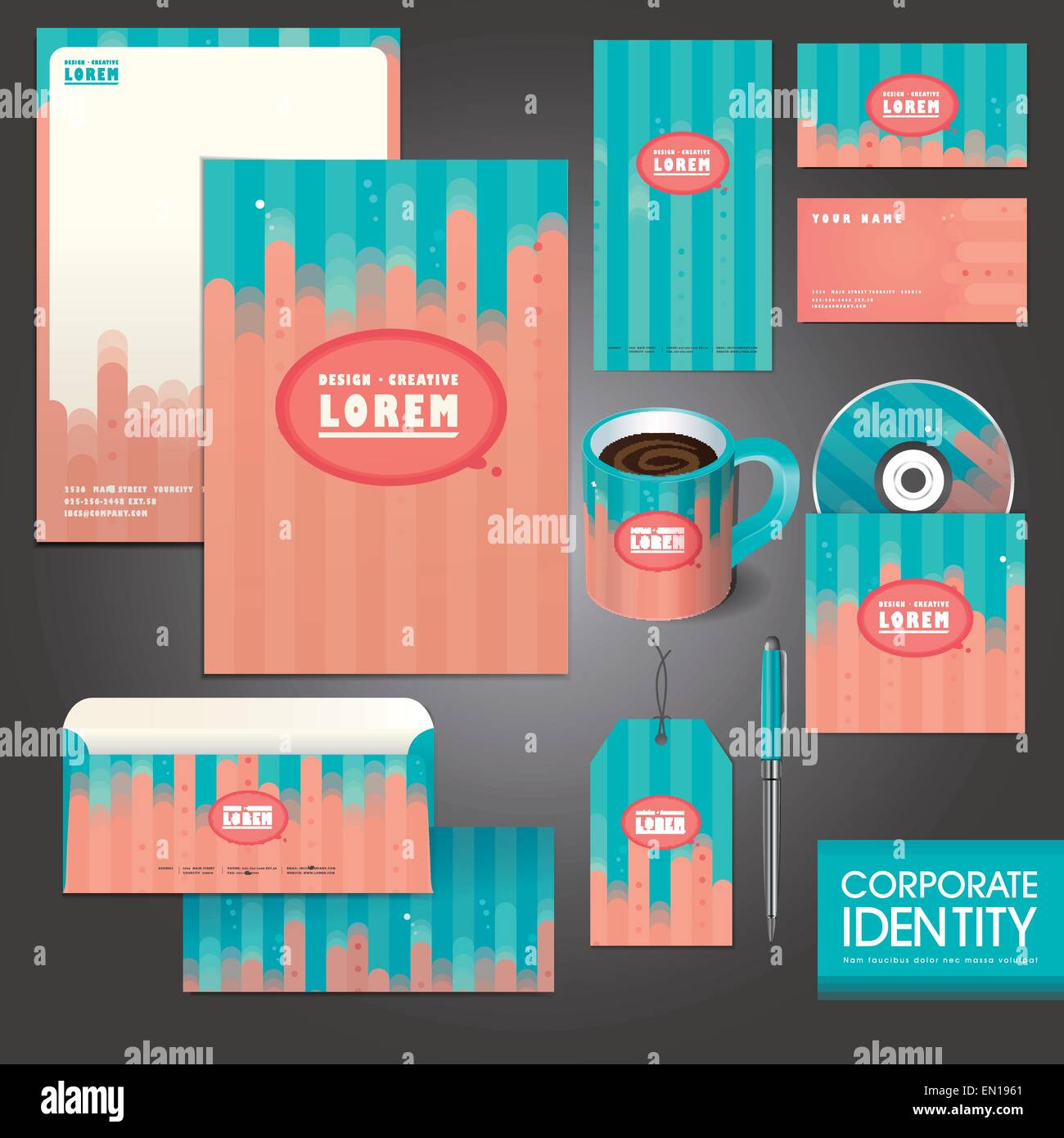 Professional corporate identity kit or business kit with artistic and ...