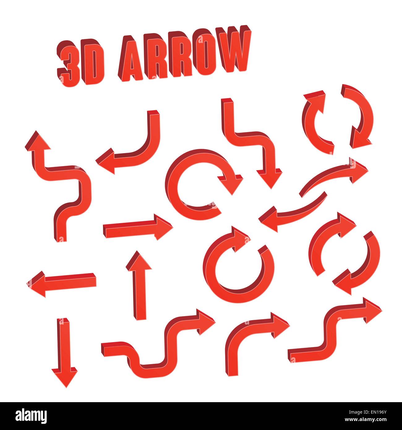 3d red arrows set collection over white background Stock Vector Image ...