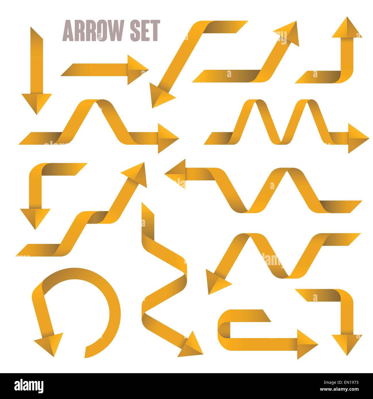 useful yellow arrows set collection over white background Stock Vector ...