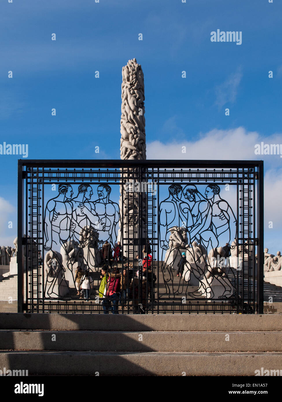 The Monolith and gate, central sculpture of the Vigeland Park Stock ...
