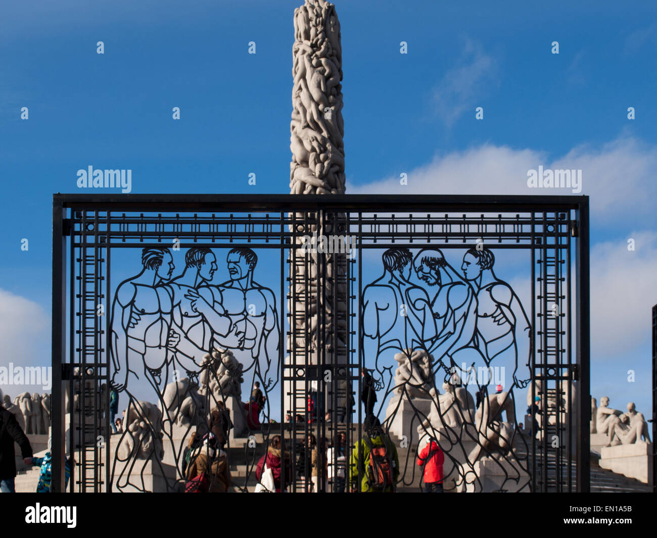 The Monolith and gate, central sculpture of the Vigeland Park Stock ...