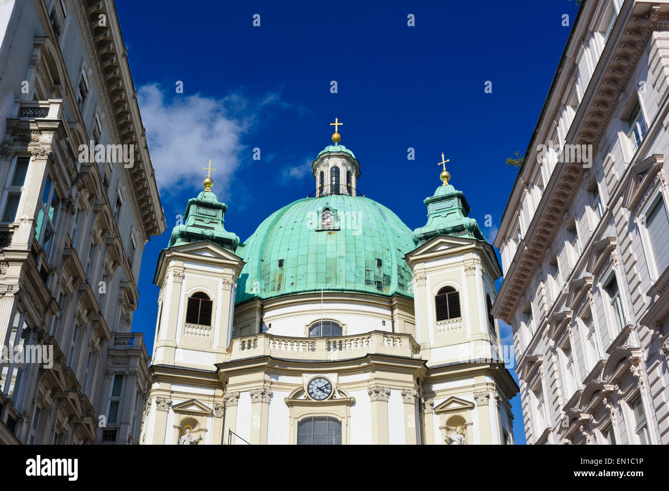The exterior of the St Peter's Church with its unique dome and towers ...