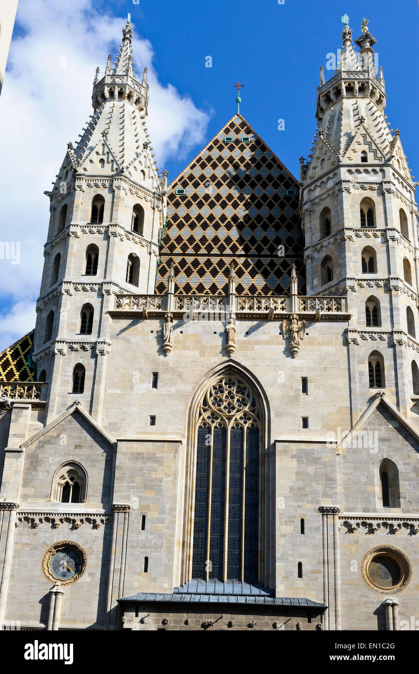 The facade of the Gothic St Stephen church in Vienna, Austria Stock ...
