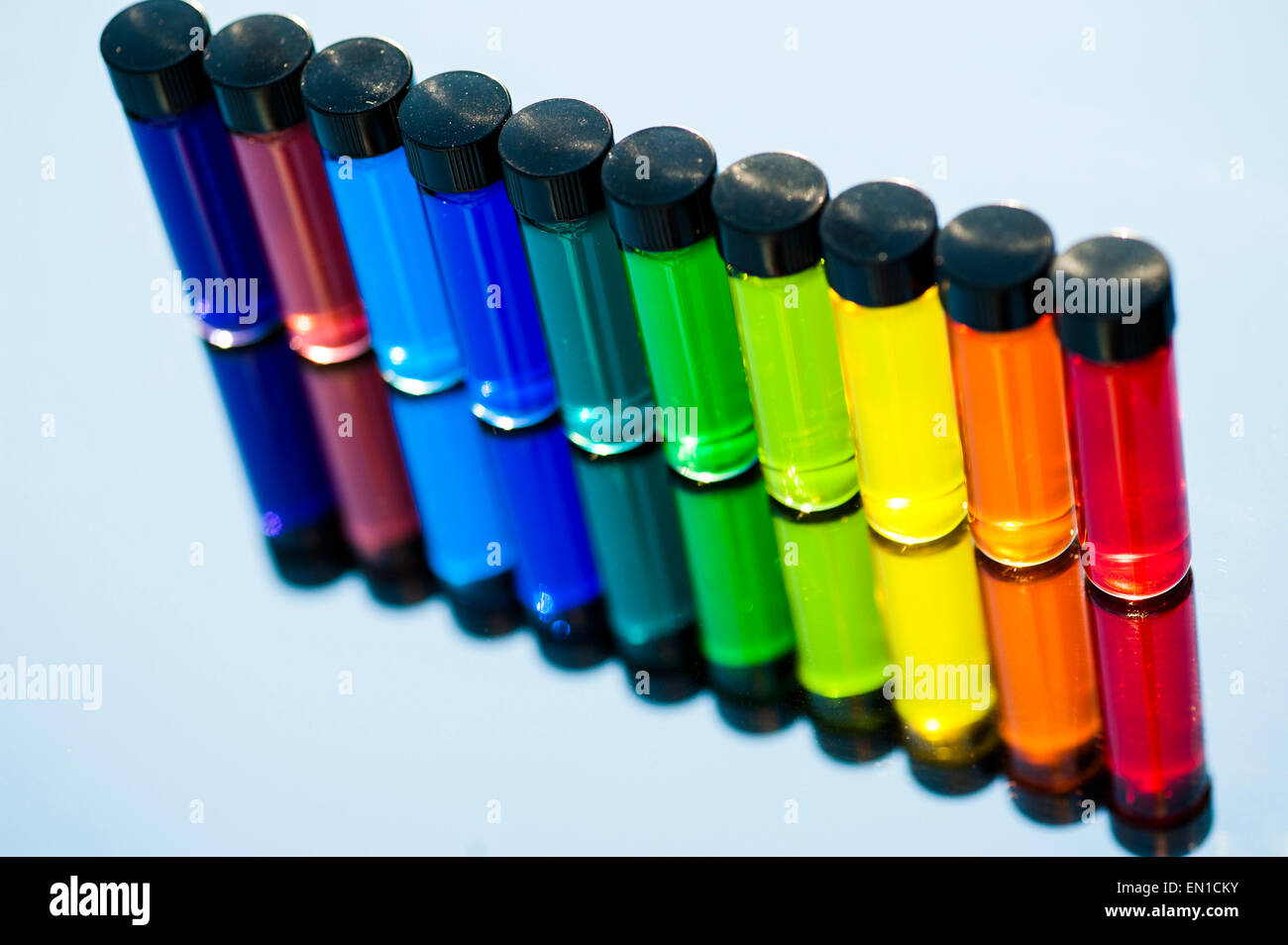 Color Water in glass vials Stock Photo - Alamy