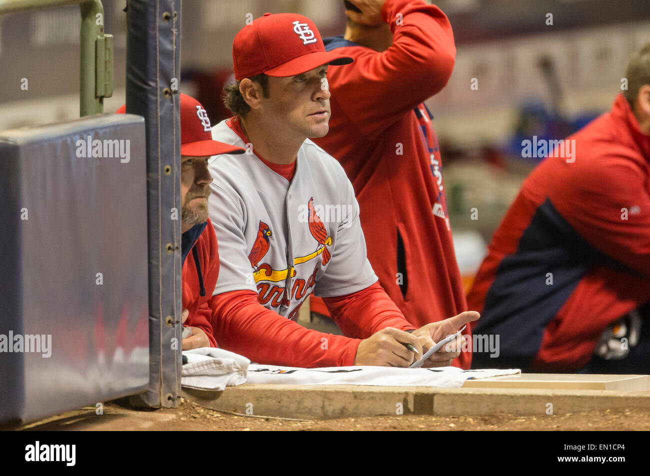 Milwaukee, WI, USA. 24th Apr, 2015. St. Louis Cardinals manager Mike ...