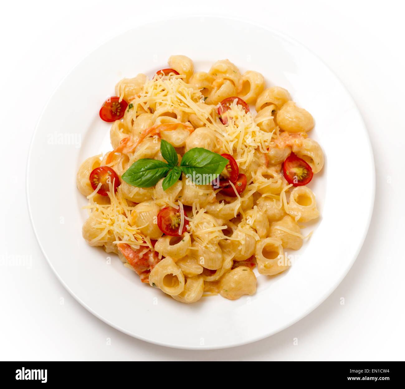Gomiti rigata "elbow" pasta tossed with tomatoes cooked in cream with ...