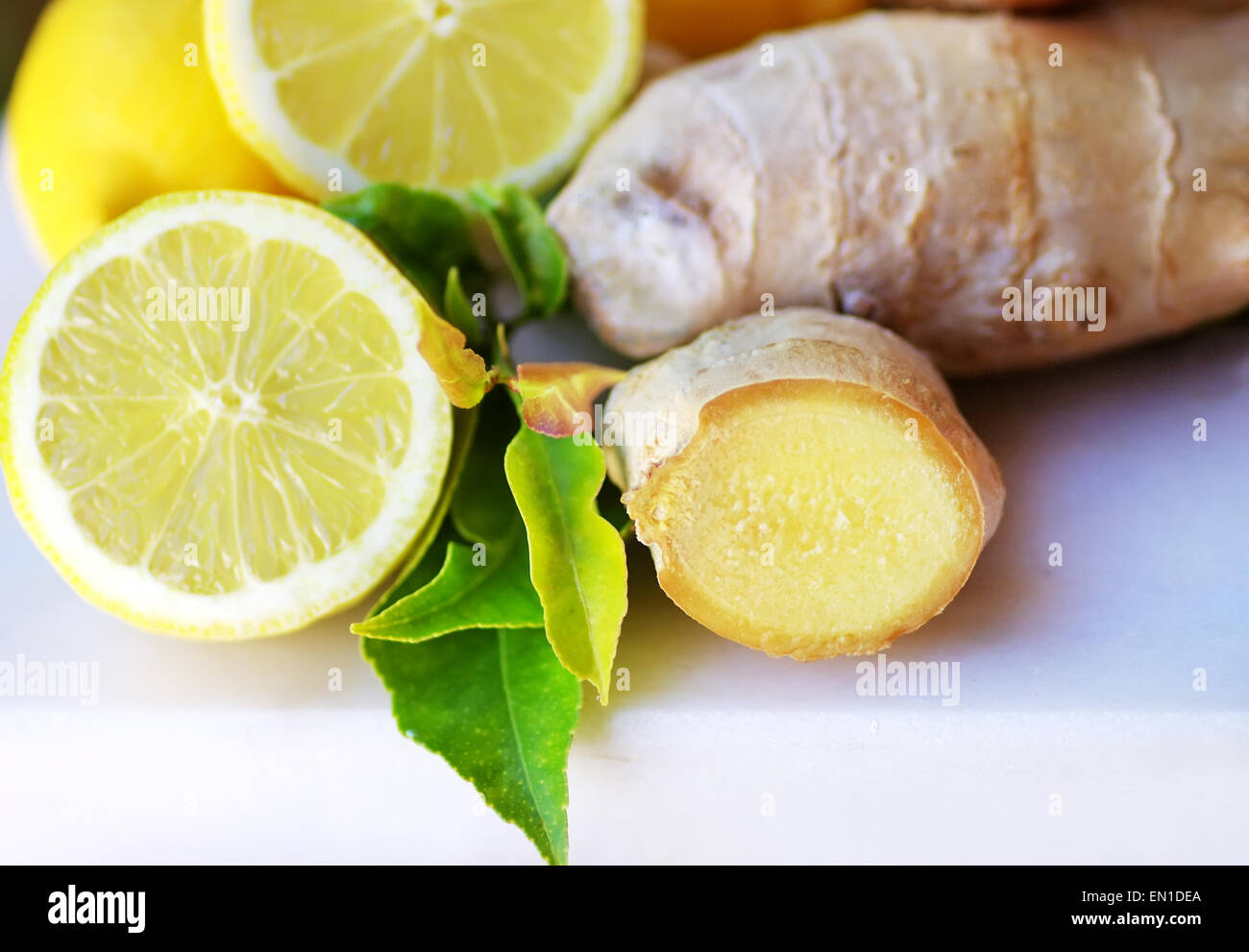 Lemon with ginger Stock Photo - Alamy