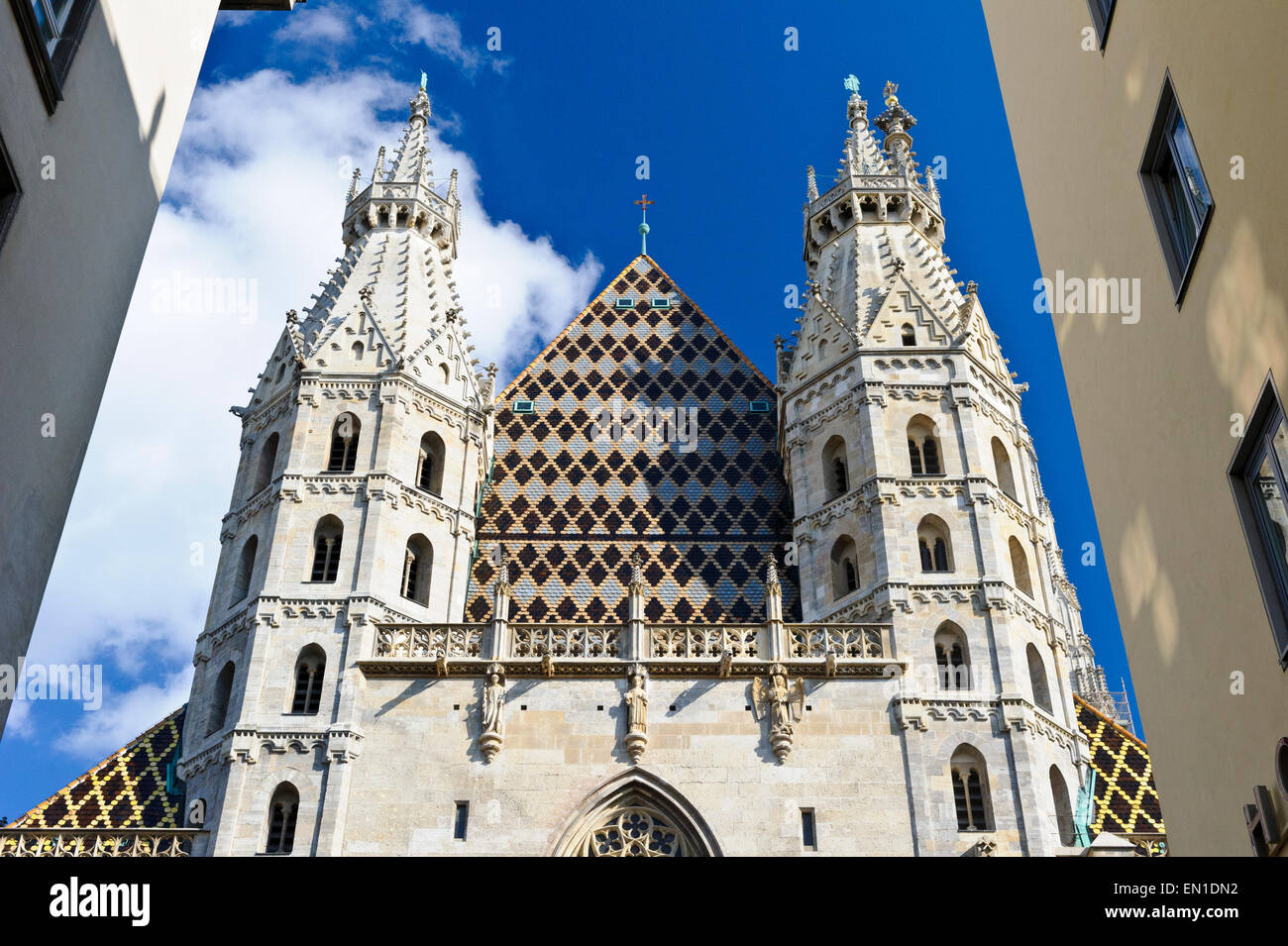 The facade of the Gothic St Stephen church in Vienna, Austria Stock ...