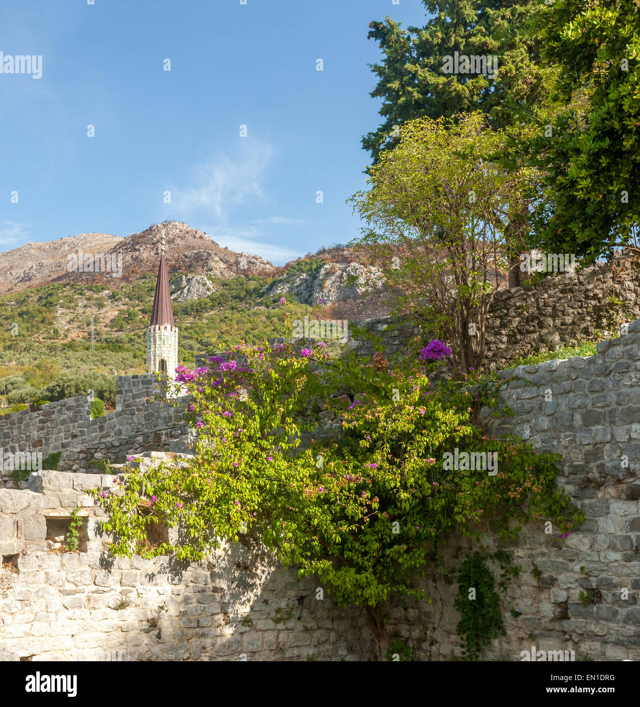 The high fortress walls, Stari Bar, Montenegro Stock Photo - Alamy