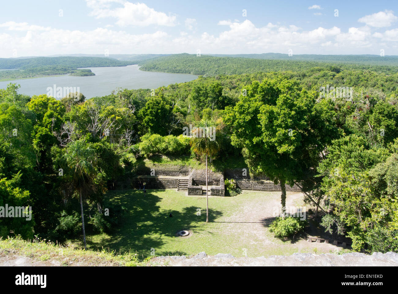 Laguna Yaxha seen from the Eastern Acropolis, Classic Maya site, Yaxha ...