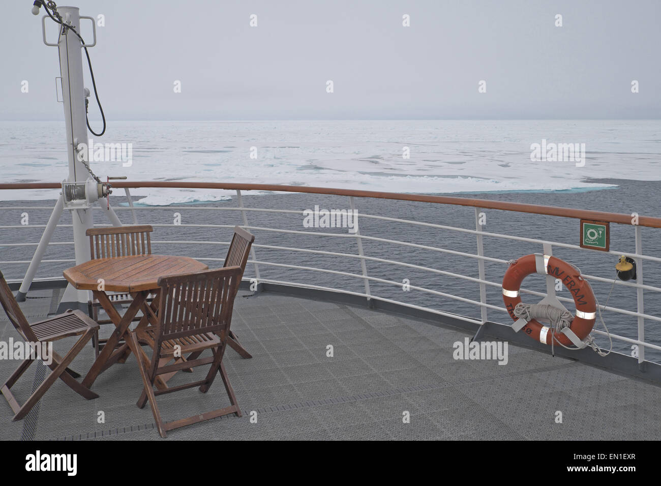 The edge of North Polar ice sheet seen from Arctic cruise ship MV Fram ...