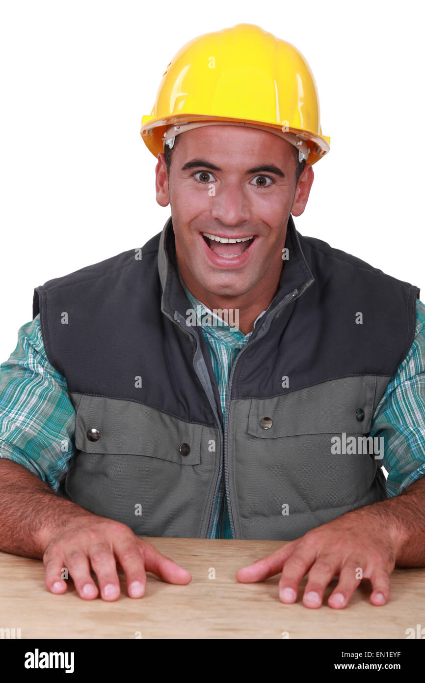 Excited enthusiastic construction worker hi-res stock photography and ...