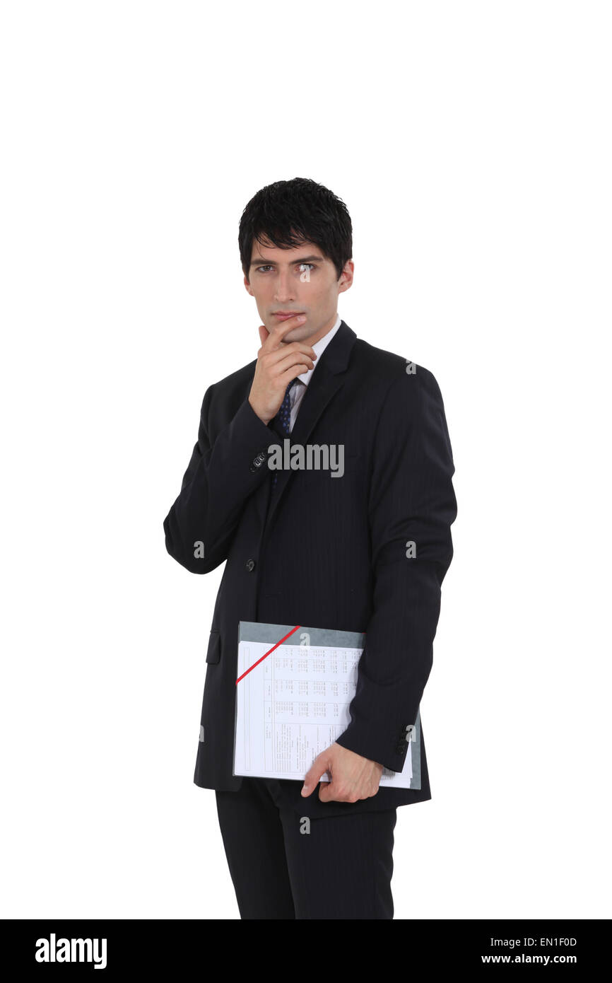 Accountant standing on white background Stock Photo - Alamy