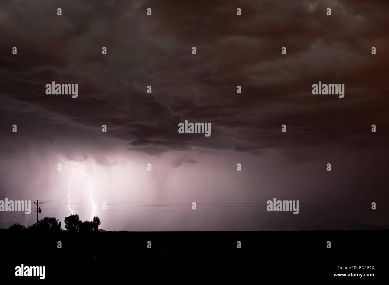 Storm at night - Lightning strike Stock Photo - Alamy