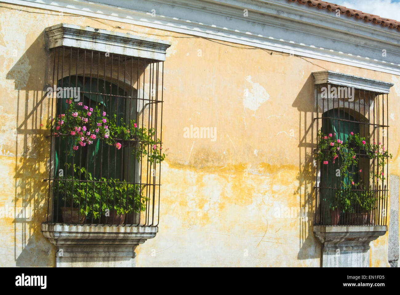 Traditional windows in La Antigua, Guatemala Stock Photo - Alamy