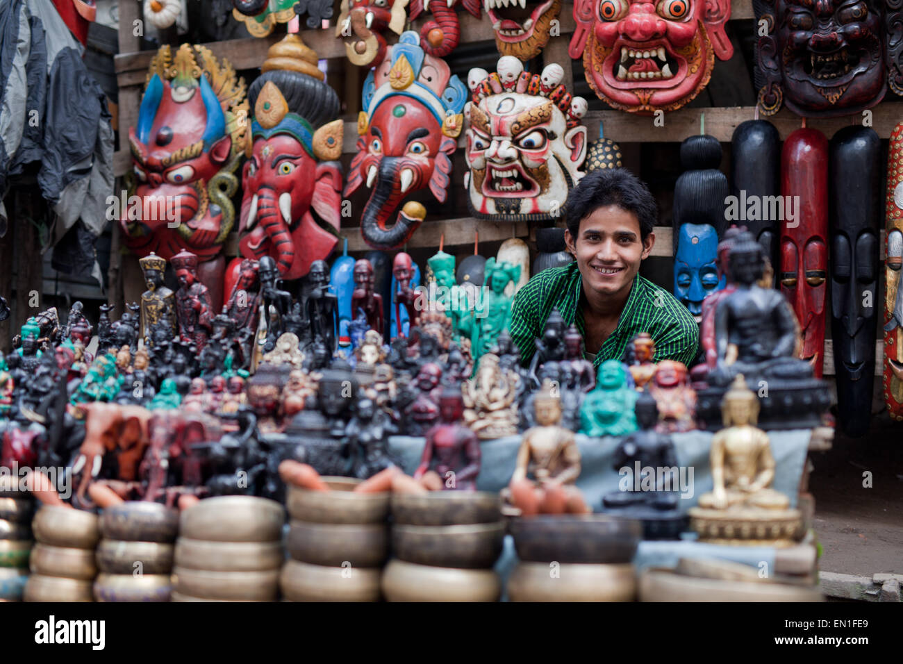 Shop keeper in Thamel, Kathmandu Nepal Stock Photo - Alamy