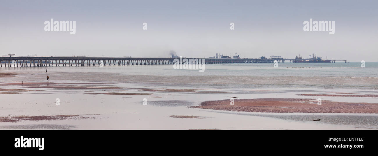 Crude oil pipeline jetty, Port Dickson, Malacca Straits, West Malaysia ...