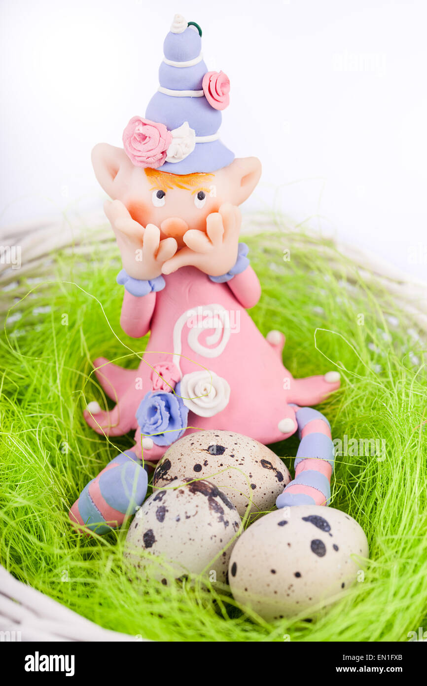 Ashamed fairy on the nest with quail eggs Stock Photo - Alamy